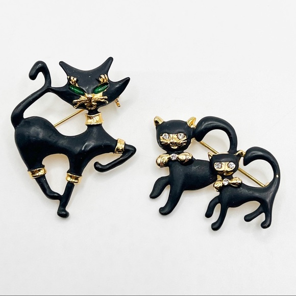 Vintage | Jewelry | Vintage Classy Kitty Pins | Poshmark